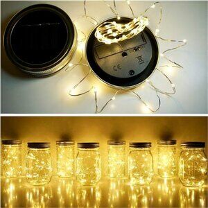 Accents | 8 Pack Solar Mason Jar Lid String Lightswarm White Waterproof ...